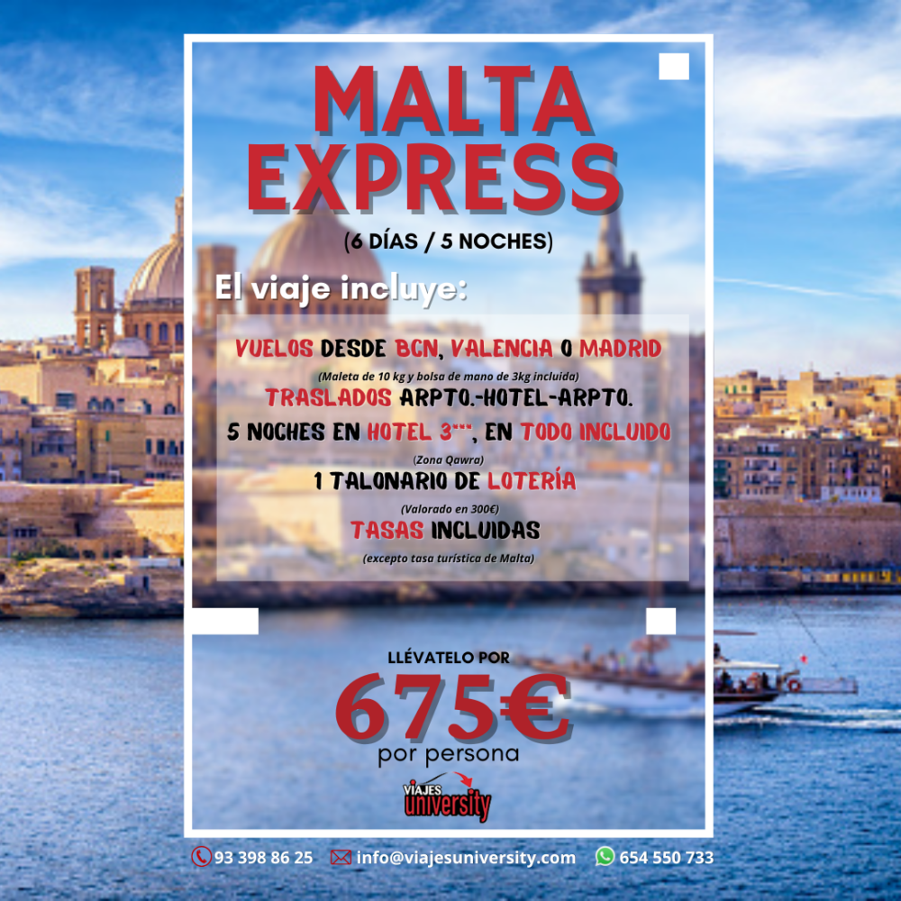 VIAJES FIN DE CURSO MALTA | Viajes University